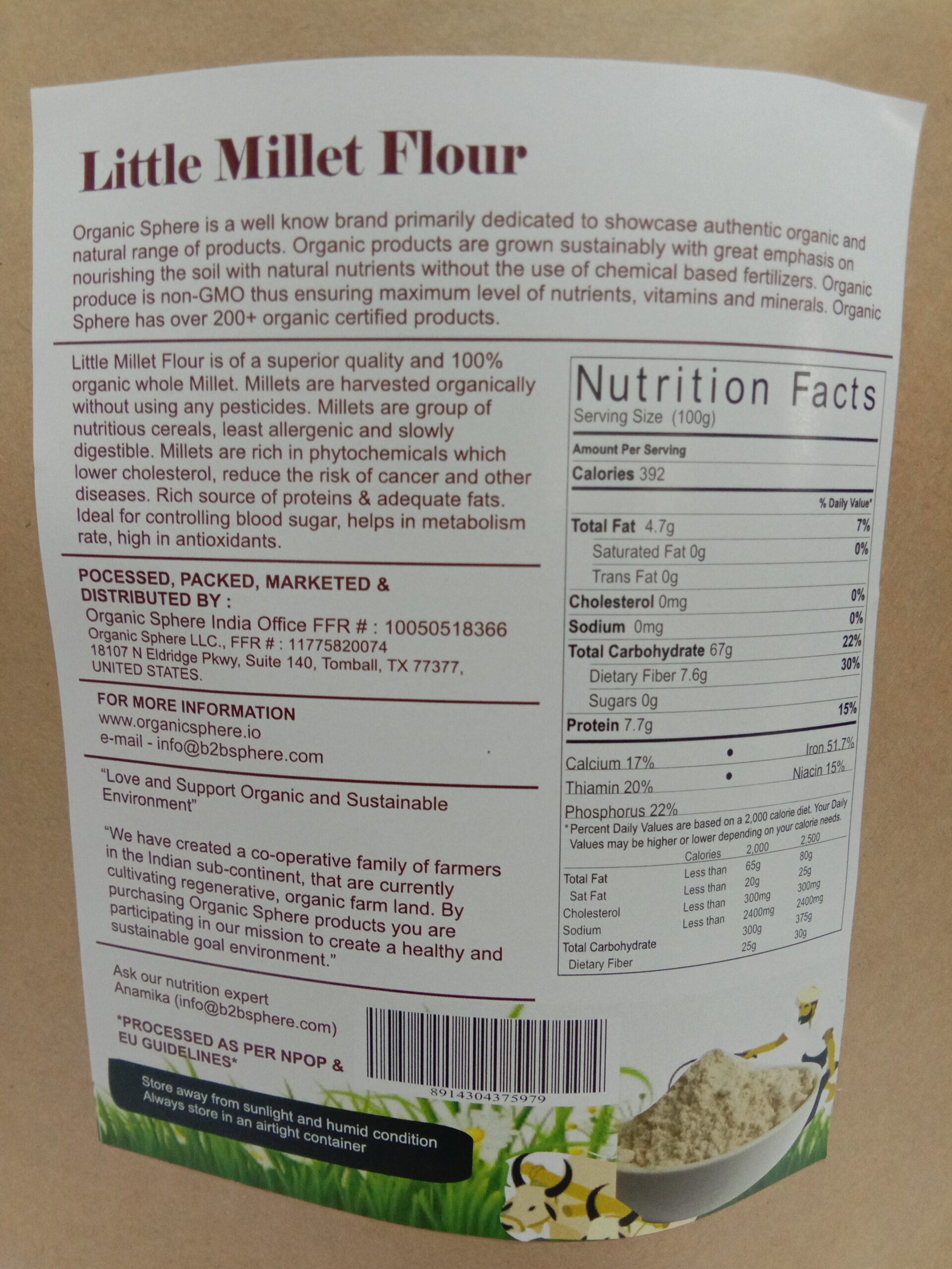Little Millet Flour | Online at Best Price - Organic Sphere