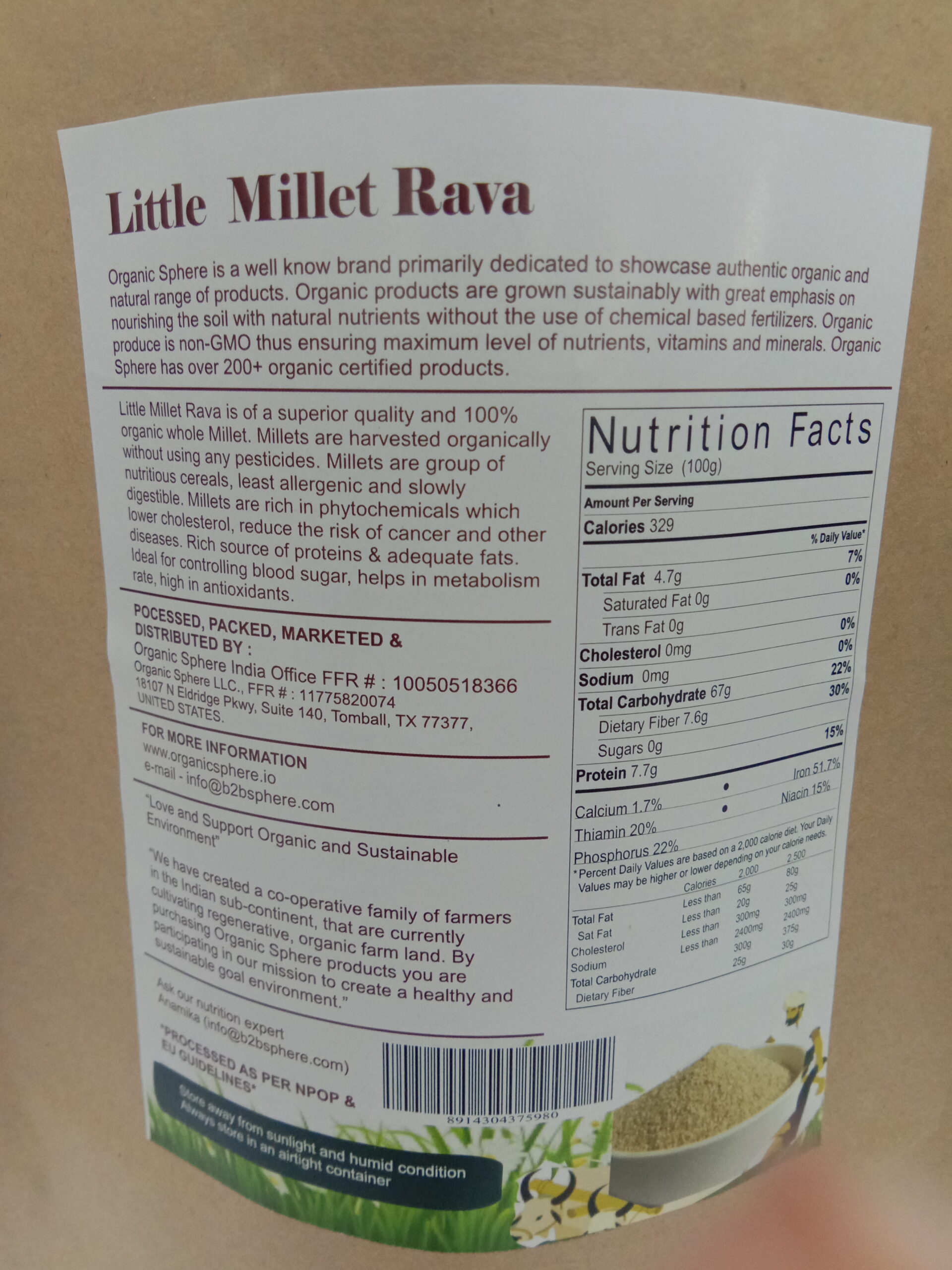 Little Millet Rava | Online at Best Price - Organic Sphere